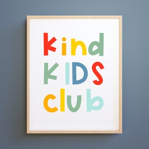 Kind Kids Club Print, Kids Quote Printable, Modern Nursery Decor ...