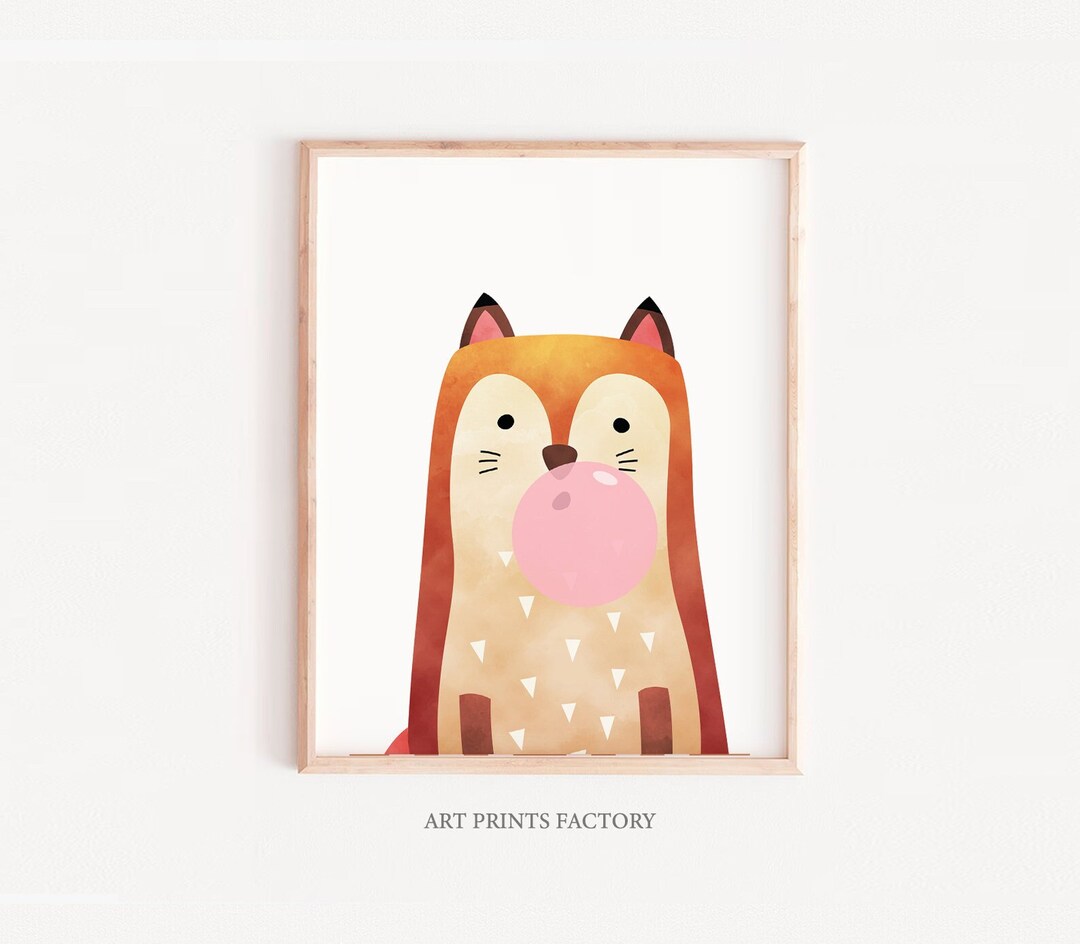 Kids Wall Art, Fox Printable Artwork | Fox Art Print, Children Prints ...