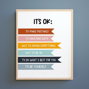 Its OK Not to Be OK Kids Prints, Motivational Quote Digital Poster ...