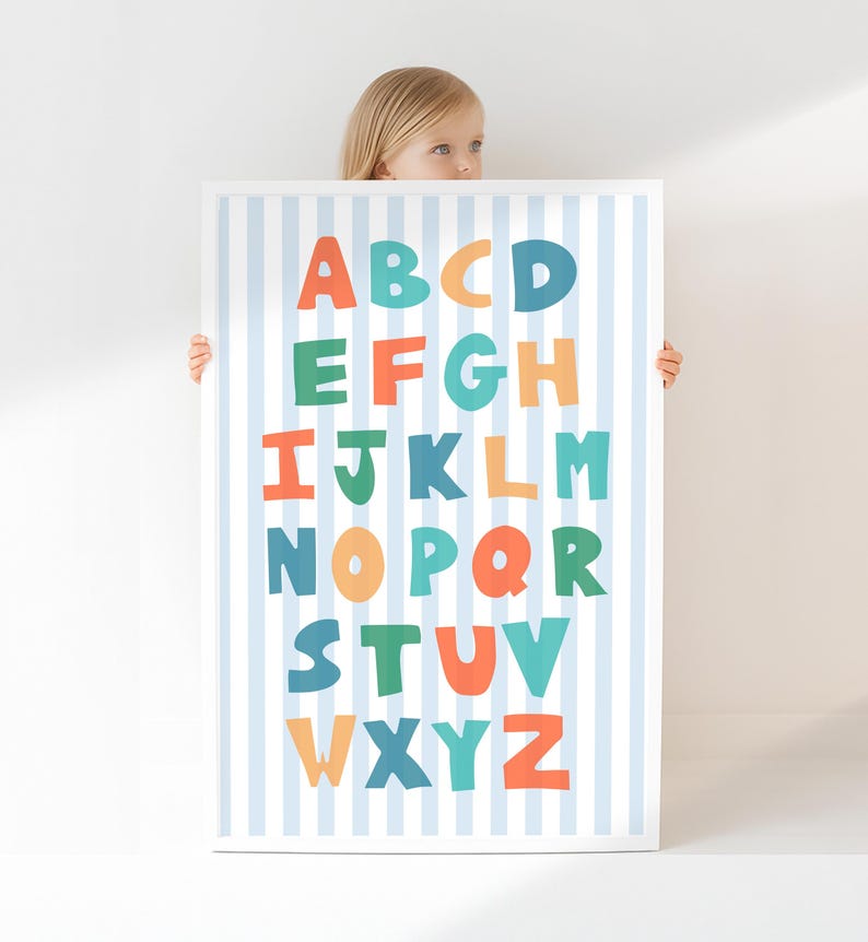 Alphabet Poster, KIDS Wall Art, Printable Educational Chart, ABC Poster ...