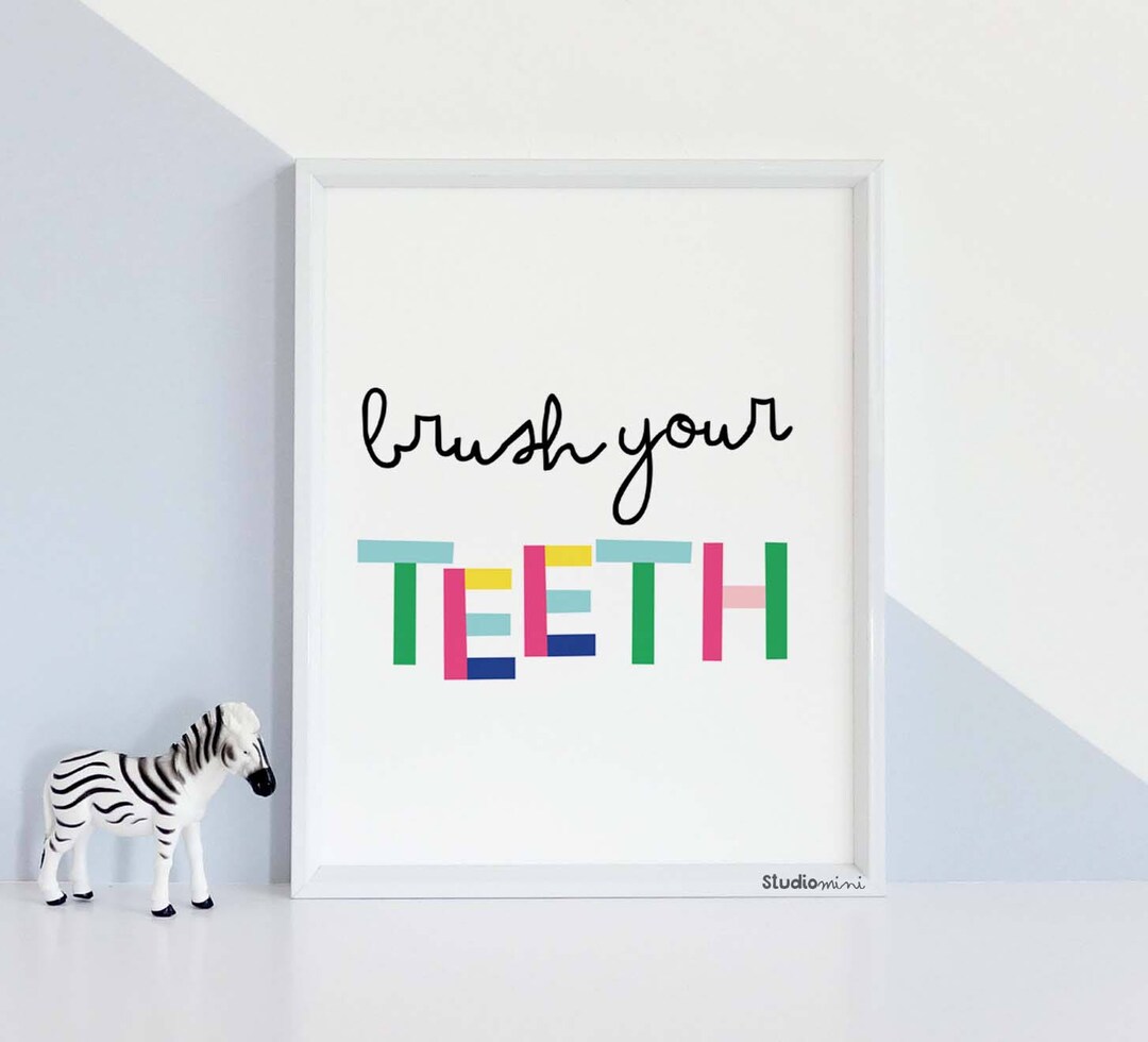 Brush Your Teeth, PRINTABLE, Nursery Print,brush Your Teeth Wall Art ...