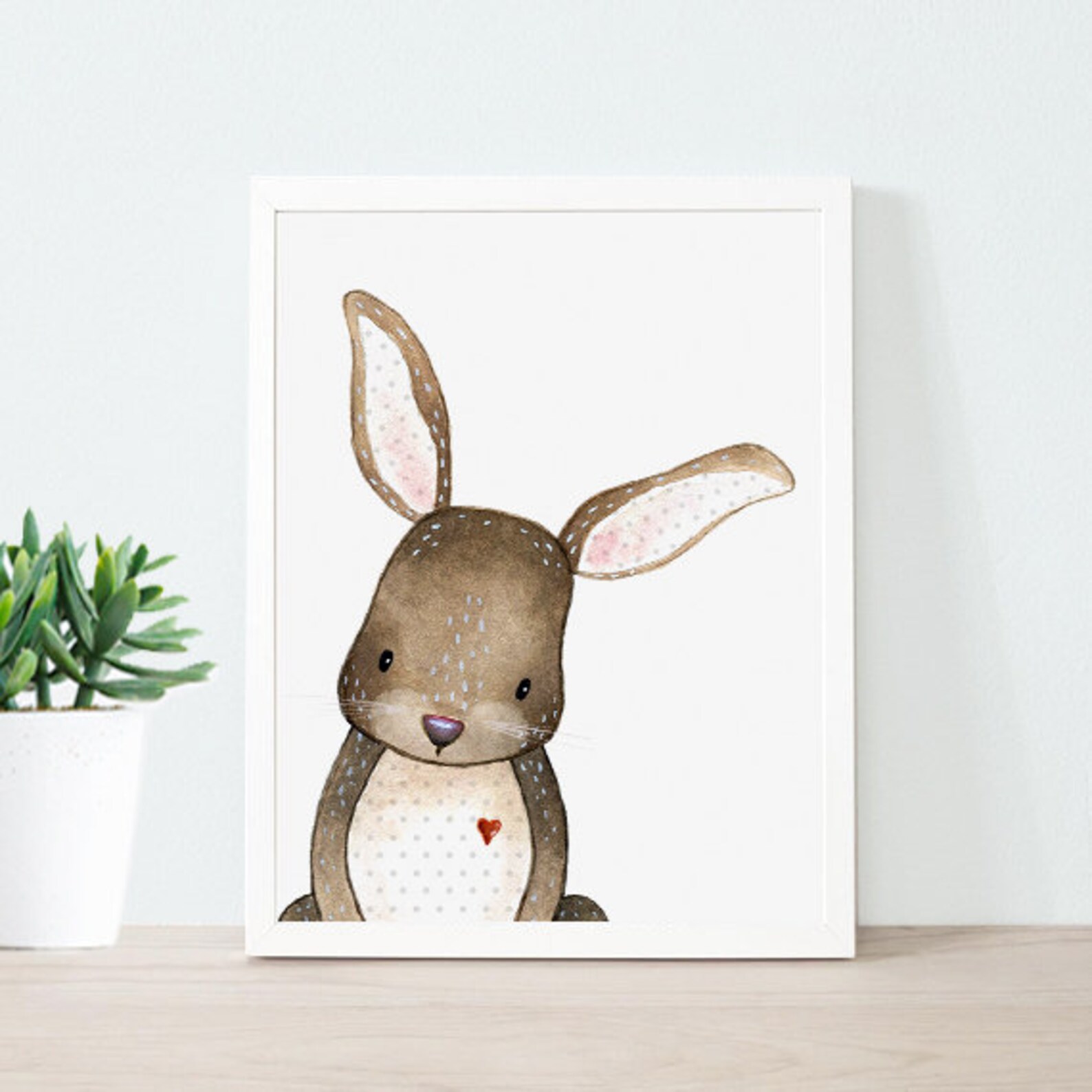 Rabbit Print CUTE Bunny Poster Watercolor Woodland Animal | Etsy