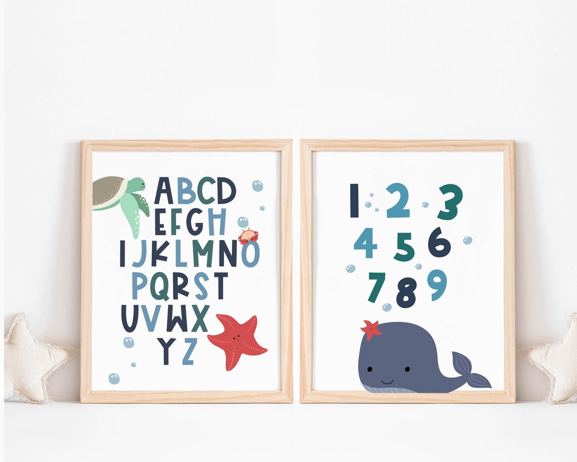 Alphabet print with animals sea Animal alphabet print | Etsy