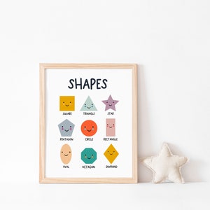 Kids Wall Art, Geometric Shapes Print, Educational Prints, Playroom ...