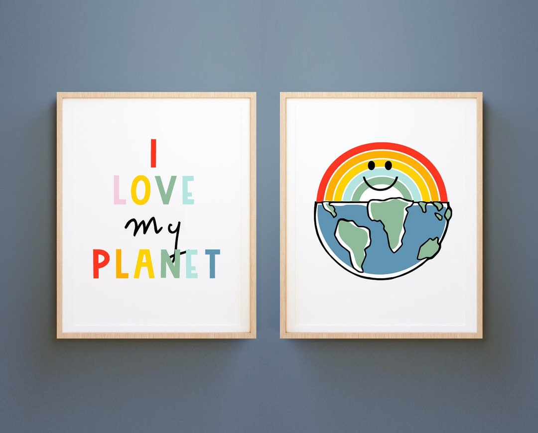 Earth Poster, Kids Bedroom, Nursery Rainbow Decor, Earth Day Classroom ...