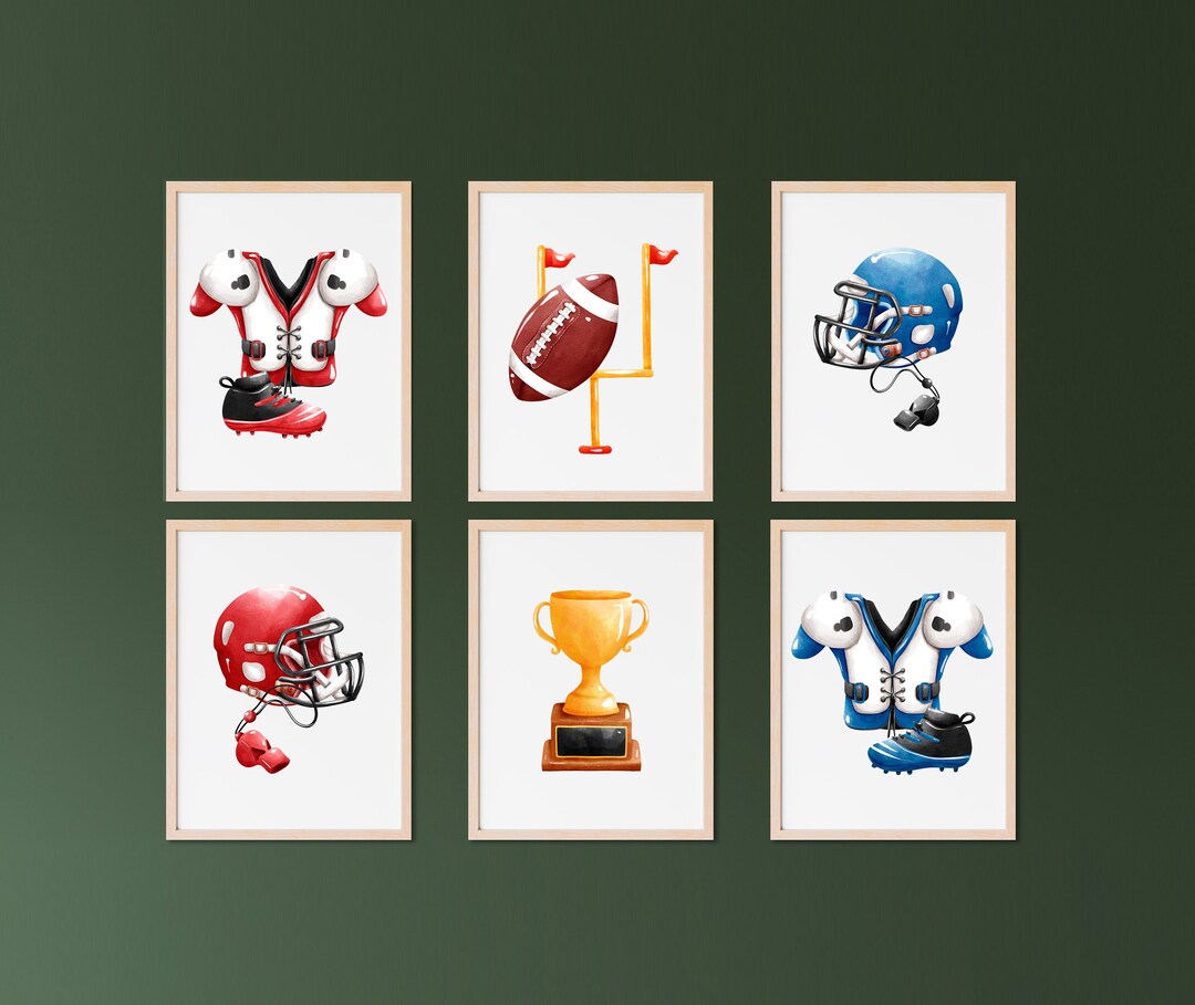 Football Printable Art Set, American Football Print, Football Posters ...