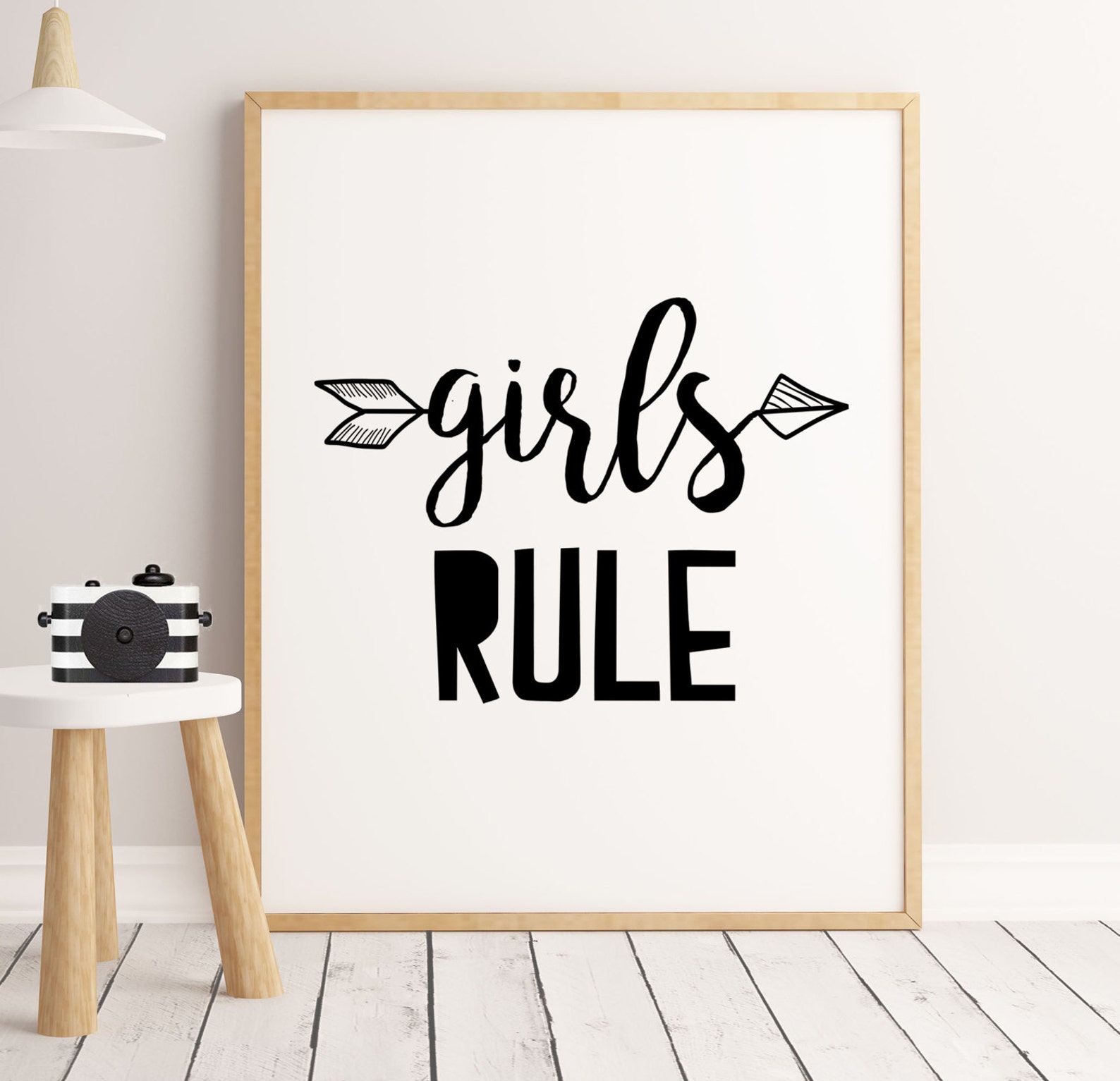 Girls Rule Wall Art Minimalistic Art Printables Black White - Etsy