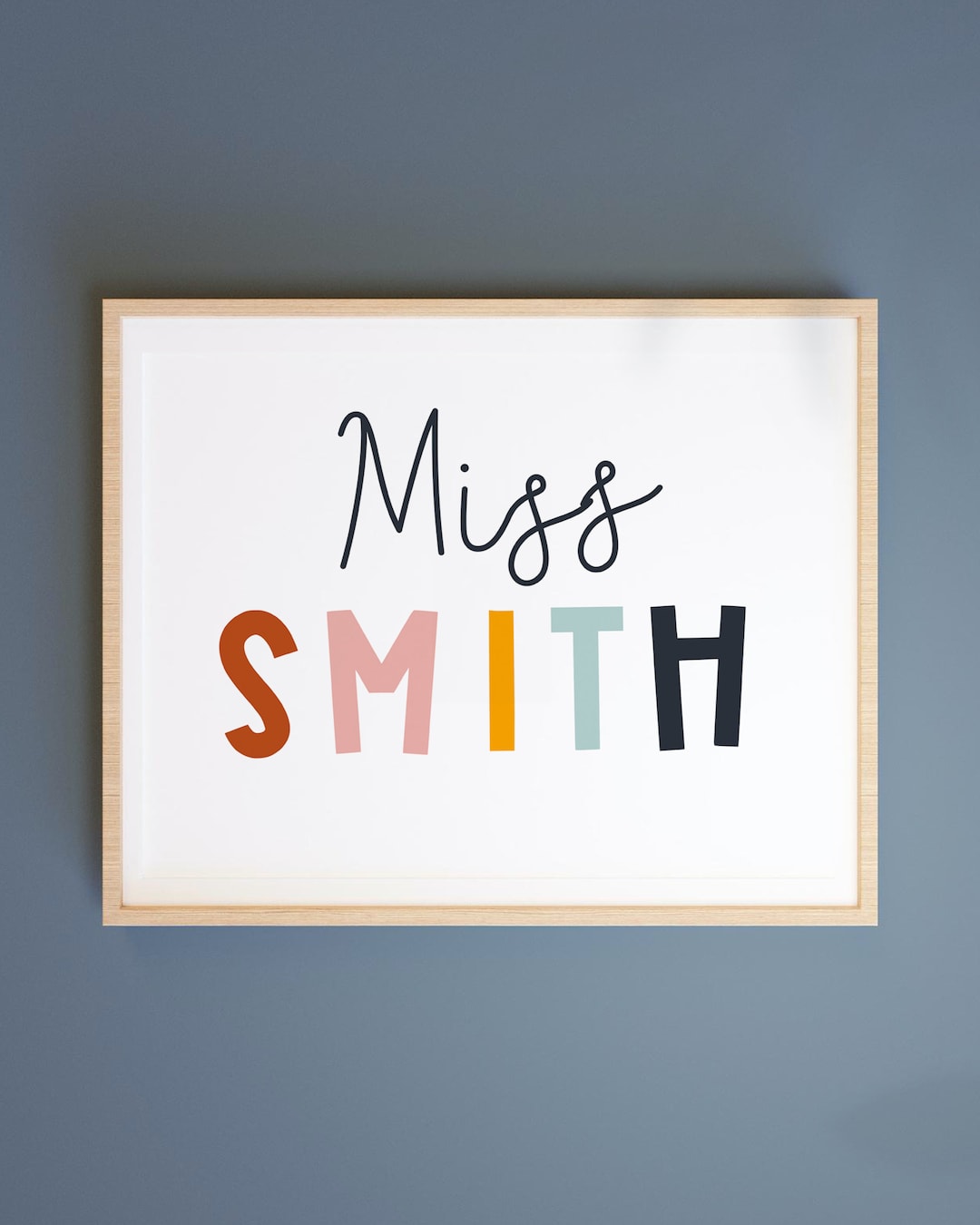 Custom Teacher Name Sign: Colorful Classroom Wall Art (digital Download ...