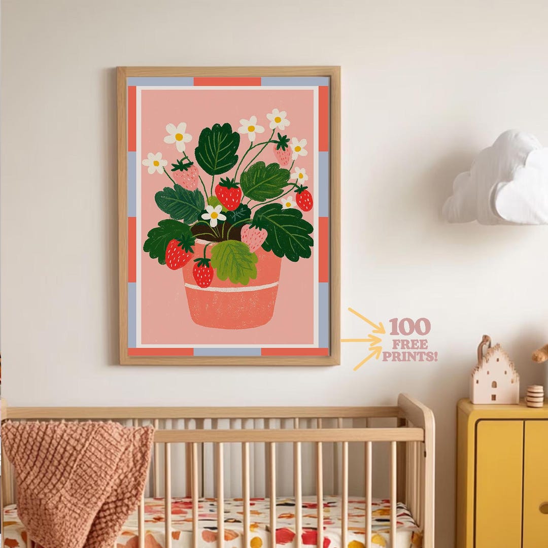 Floral Nursery Print: Bright Flower Illustration, Girls Room Decor ...
