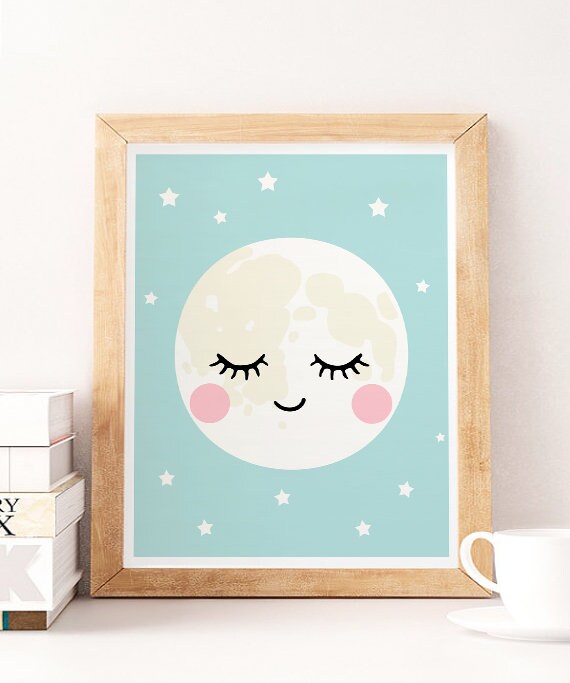 SLEEPY MOON PRINT Playroom Decor Kids Wall Art Playroom | Etsy
