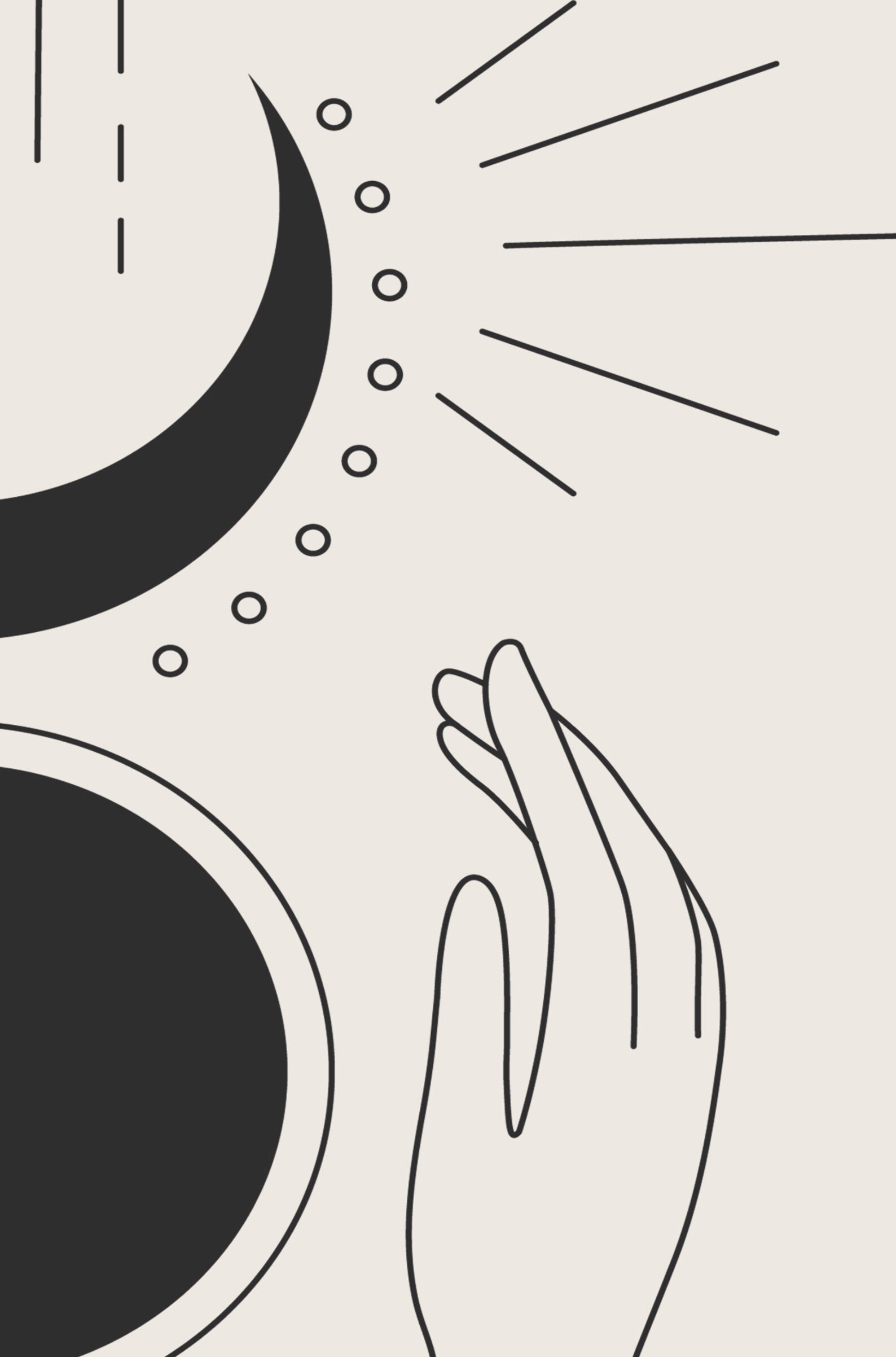 Moon Hand Art Print Line Drawing Celestial Moon Phases | Etsy