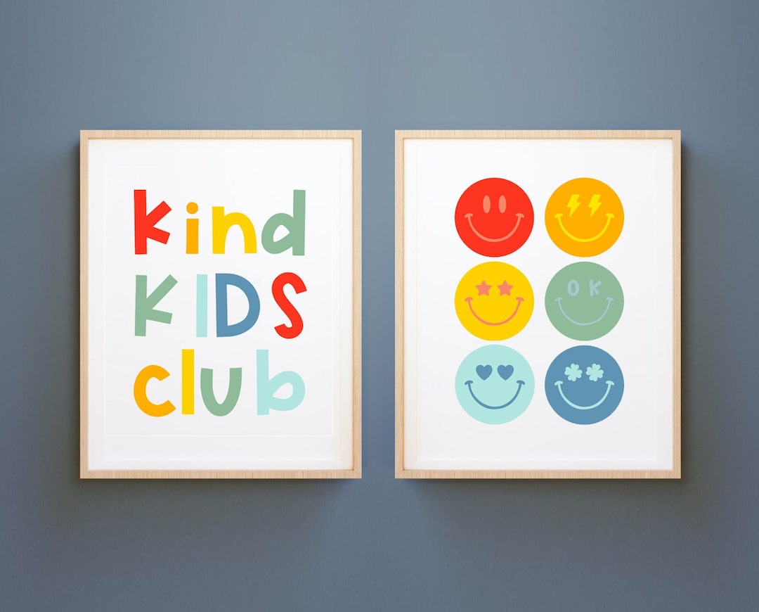 KIND Kids Club Smiley Gallery Wall Set of 2 Downloadable Prints, KIDS ...