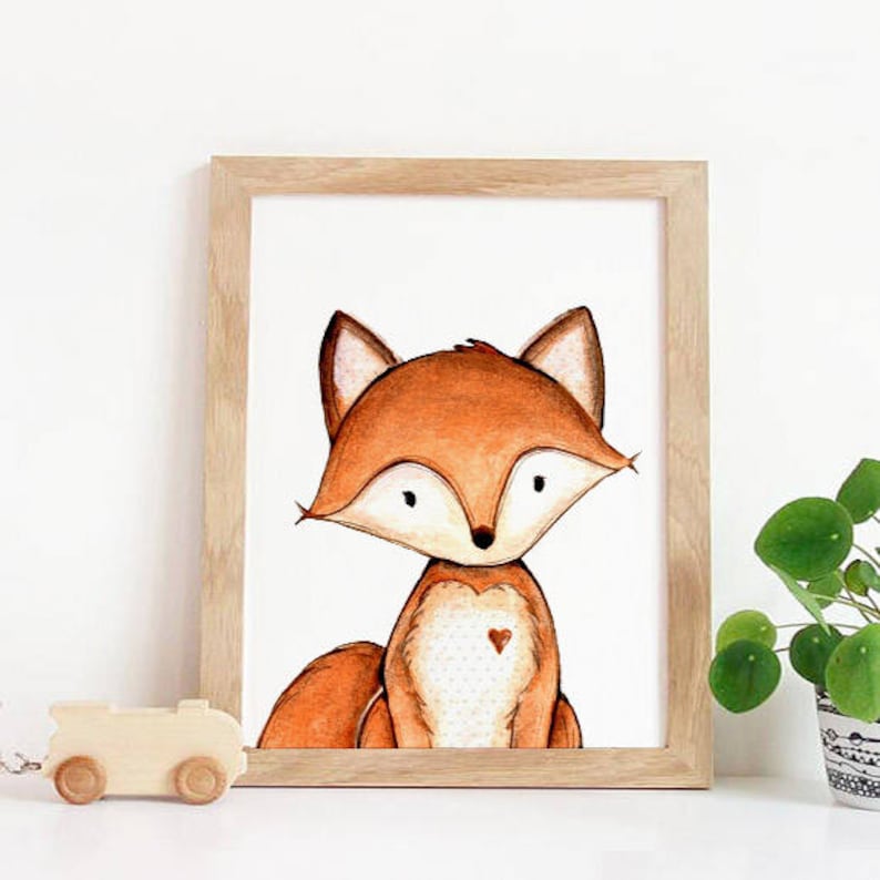 Fox Artwork Nursery Fox Wall Art Fox Kids Room Decor Fox - Etsy