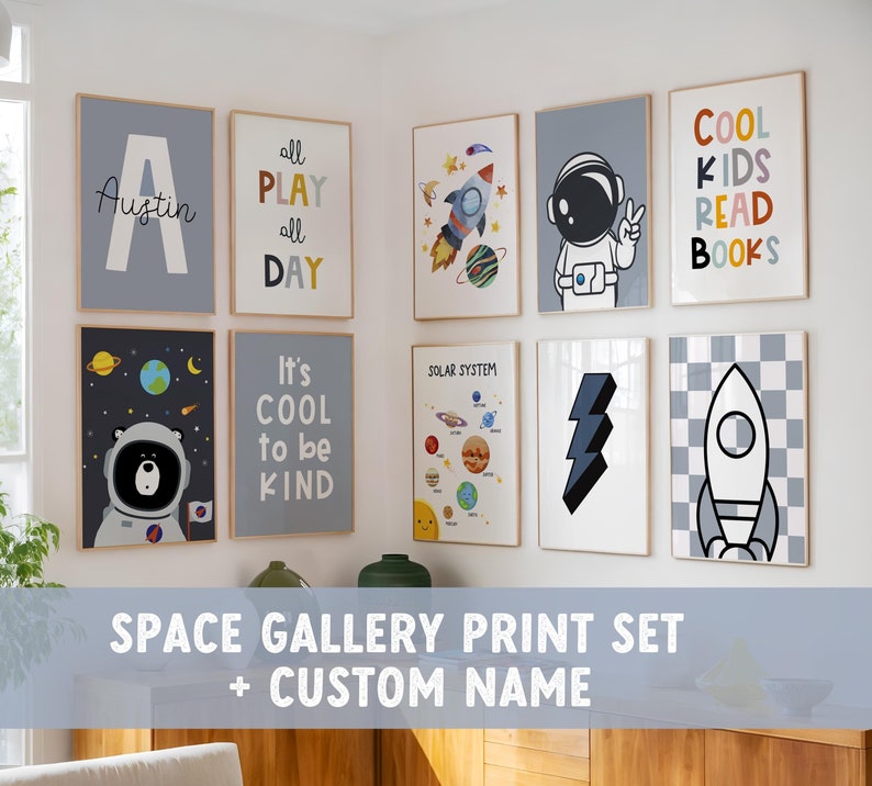 Space Nursery Art: Boys Room Decor, Solar System Prints (digital ...