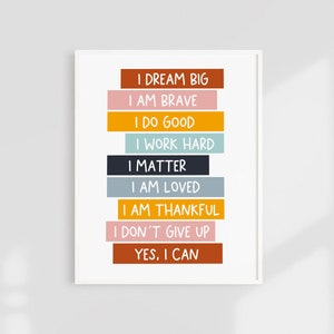 Kid Affirmations, Homeschool Art, Colorful Wall Art, Printable Nursery ...