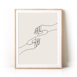One Line Print, Abstract Hands Wall Art, Abstract Decor, Contemporary ...