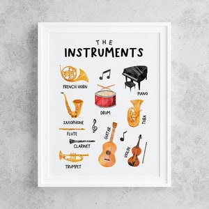 Instruments Learning Print, Musical Instruments Art, Homeschool Prints ...