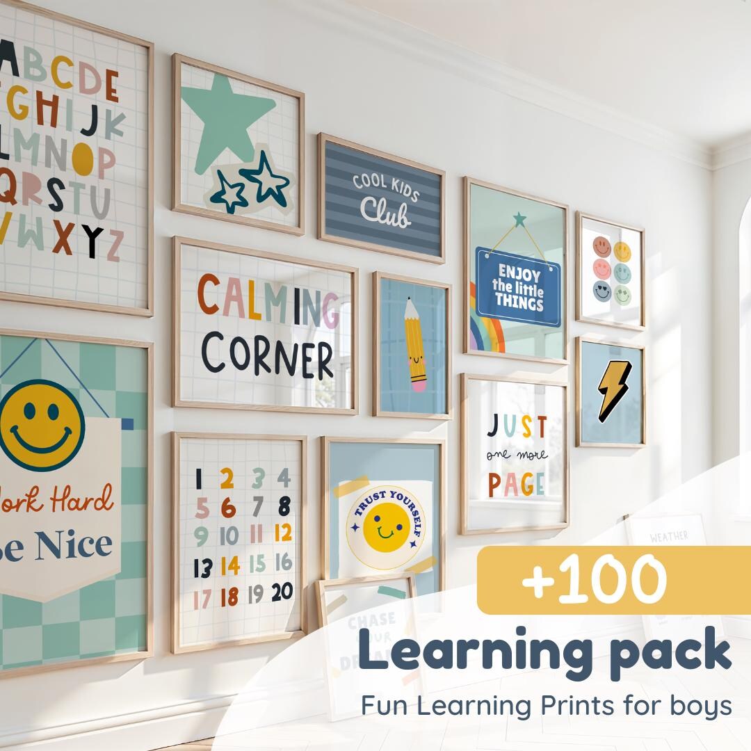100+ Learning Kids Prints Bundle: Boys Room Decor, Playroom, Classroom ...