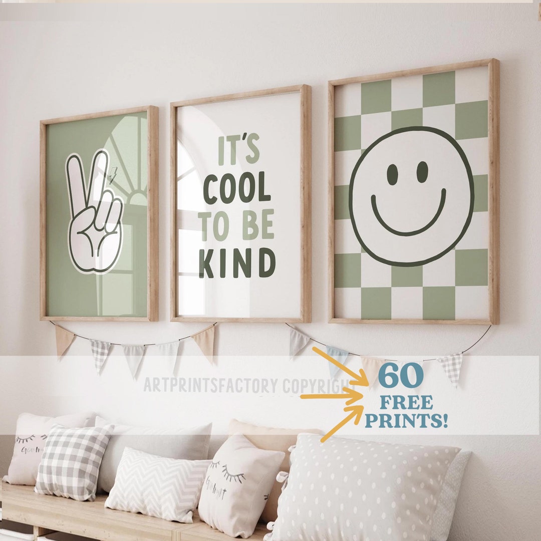 It's Cool to Be Kind Smiley Gallery Set, Downloadable Print, Kids Room ...