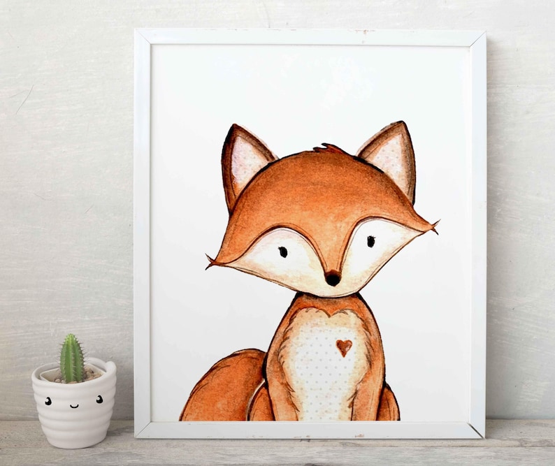 Fox Artwork Nursery Fox Wall Art Fox Kids Room Decor Fox - Etsy