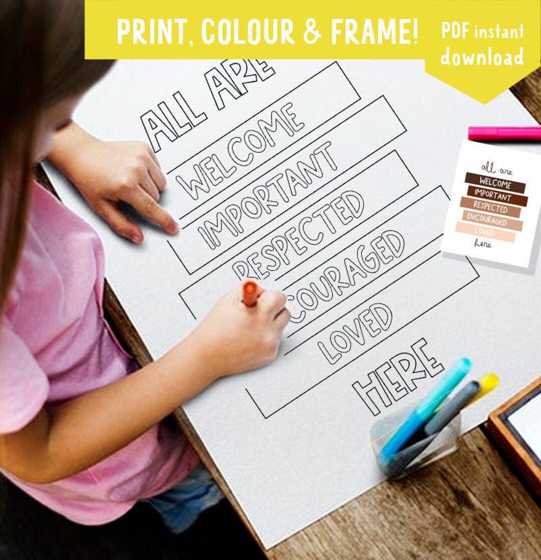 Coloring Poster for Kids, Pdf Printable Colouring Sheets, Large ...
