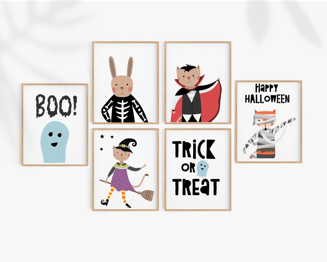Set of 6 Halloween Prints, Happy Halloween Print, Halloween Sign, Kids ...