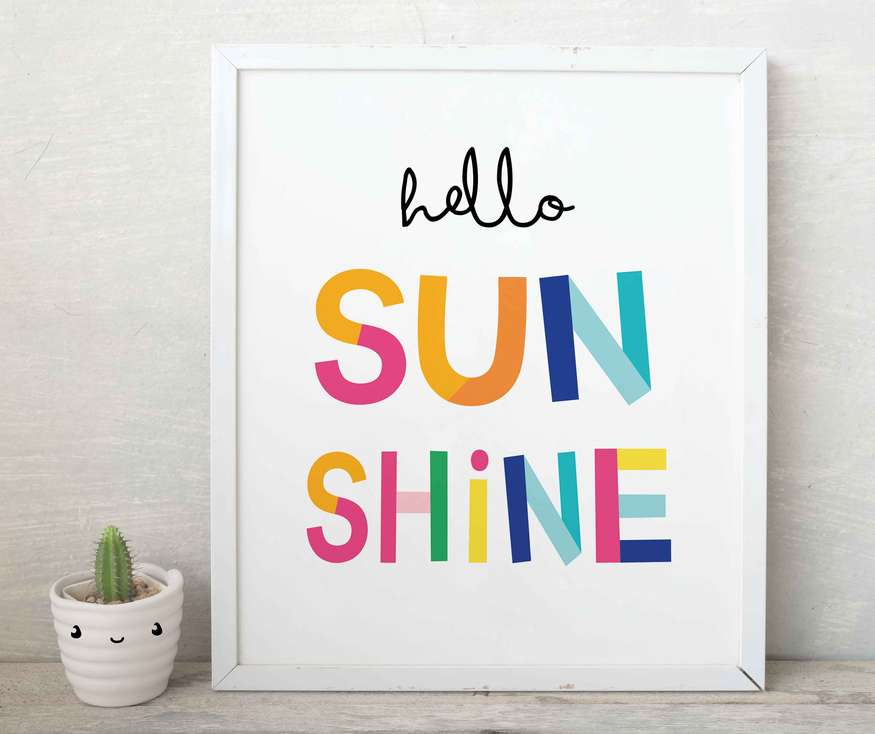 Hello Sunshine Print Nursery Wall Art Colorful Sun Print - Etsy