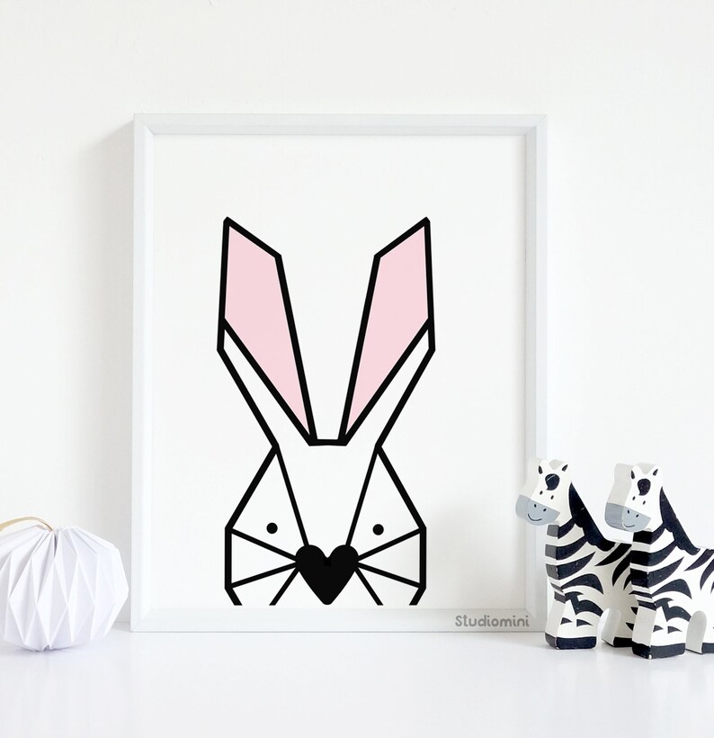 Geometric BUNNY Geometric Bunny Print Minimalist Poster - Etsy