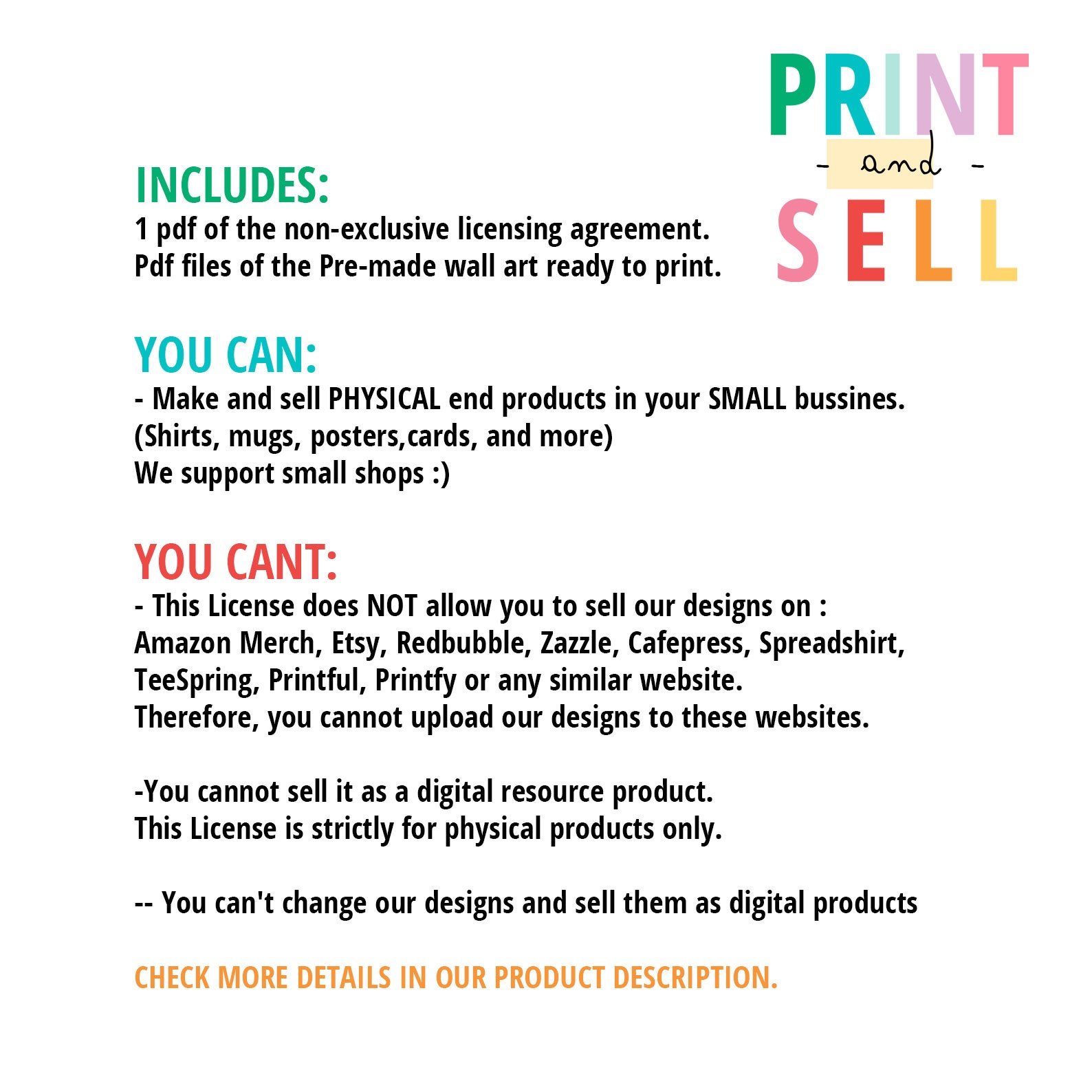 PRINT and SELL Physical Items Commercial License for Small - Etsy