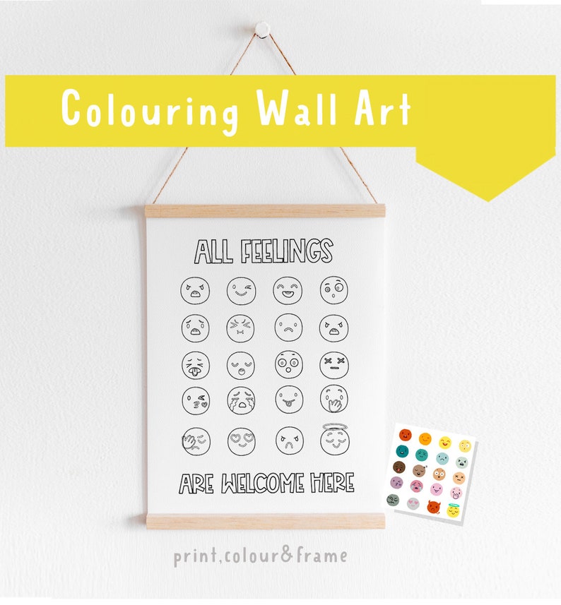 Children's coloring poster kids coloring wall art Kids | Etsy