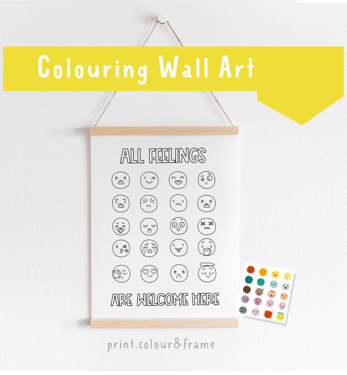 Children's coloring poster kids coloring wall art Kids | Etsy