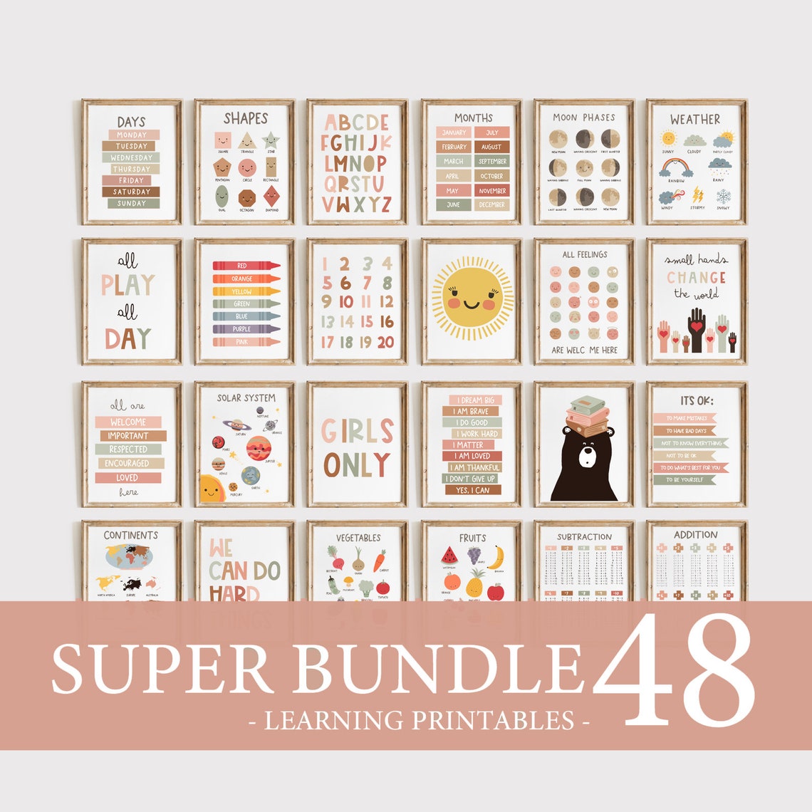 Set of 48 Educational Posters Homeschool Prints Montessori - Etsy Australia