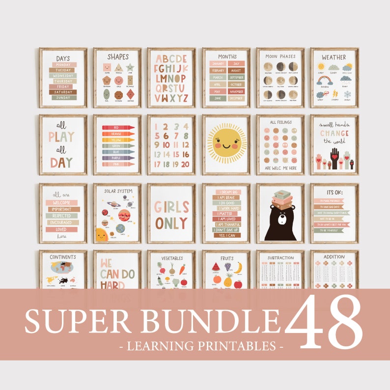 Set of 48 Educational Posters Homeschool Prints Montessori - Etsy Canada