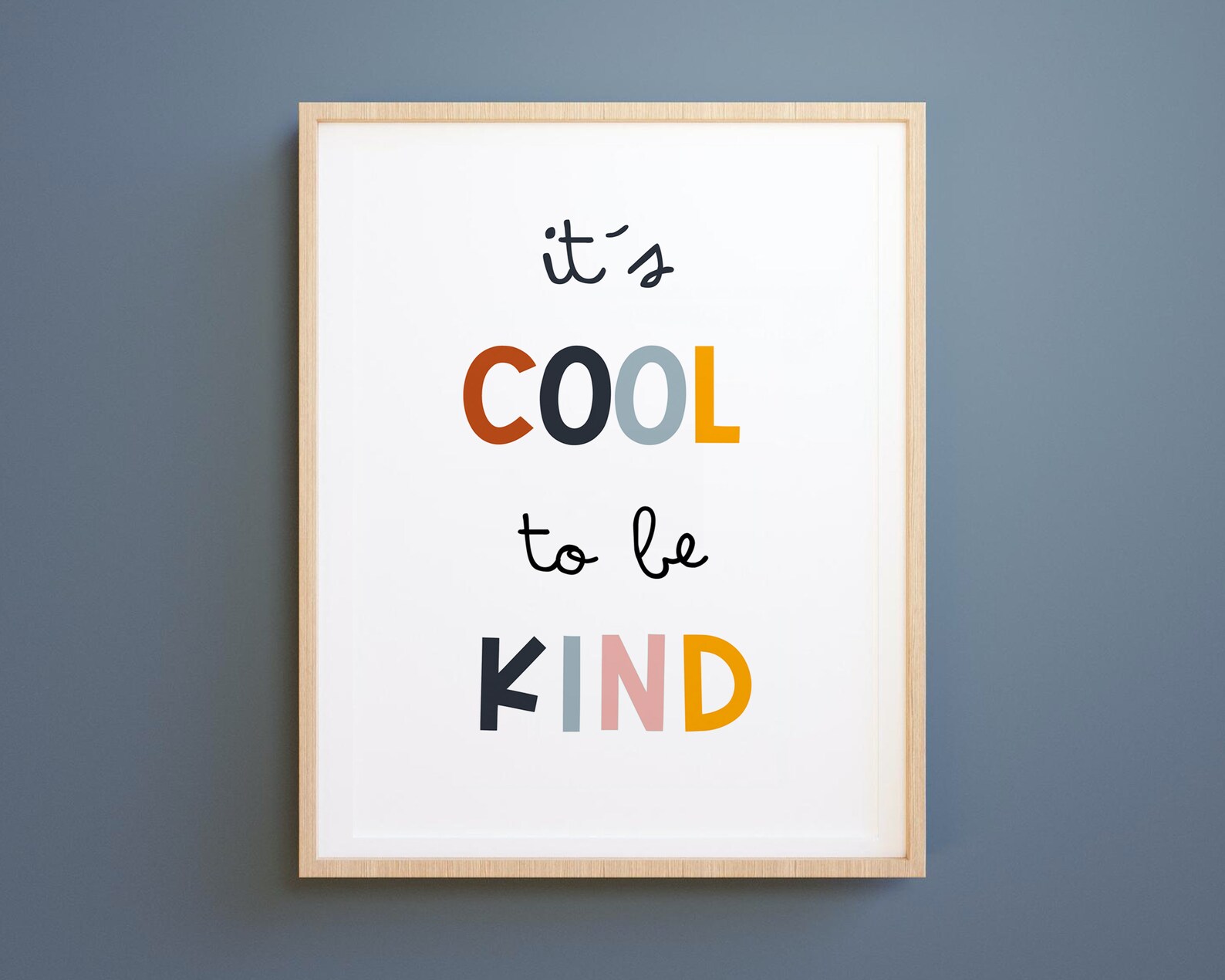 It's Cool to Be Kind Print, Muted Colors Wall Art Kids, Modern Nursery ...