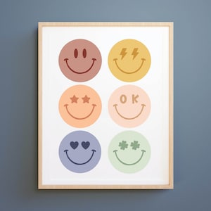Retro Smile Print Set: Boho Nursery Wall Art (digital Download) - Etsy