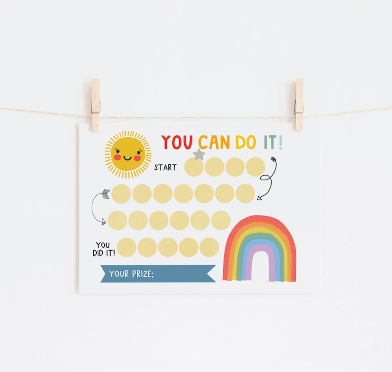 Printable Rainbow Reward Chart Kids Sticker Chart Instant | Etsy