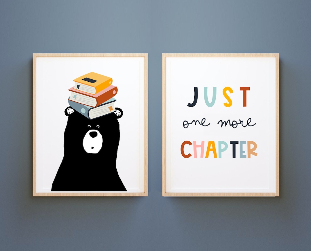 Bear Reading Print Set: Kids Room Decor (digital Download) Learning ...