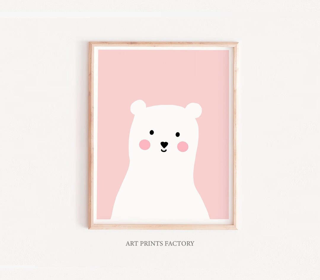 GIRLS Wall Printable, Teddy Bear Print, Pink Pastel Bear, Animal ...
