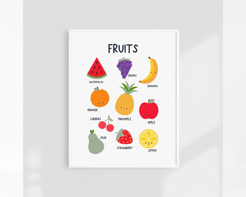 Educational Fruits Print Fruits Chart Printable Classroom | Etsy
