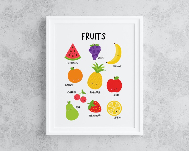 Fruits Printable Downloadable Prints Montessori Educational - Etsy