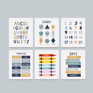 Set of 48 Educational Posters, Blue Color Palette, Homeschool Prints ...