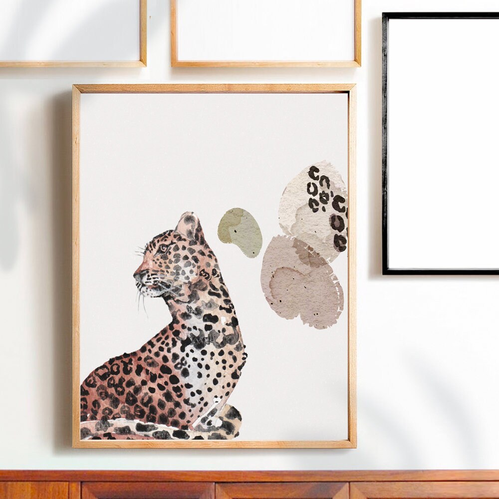 Leopard Wall Art Print Set of 2 Watercolor Leopard Print | Etsy