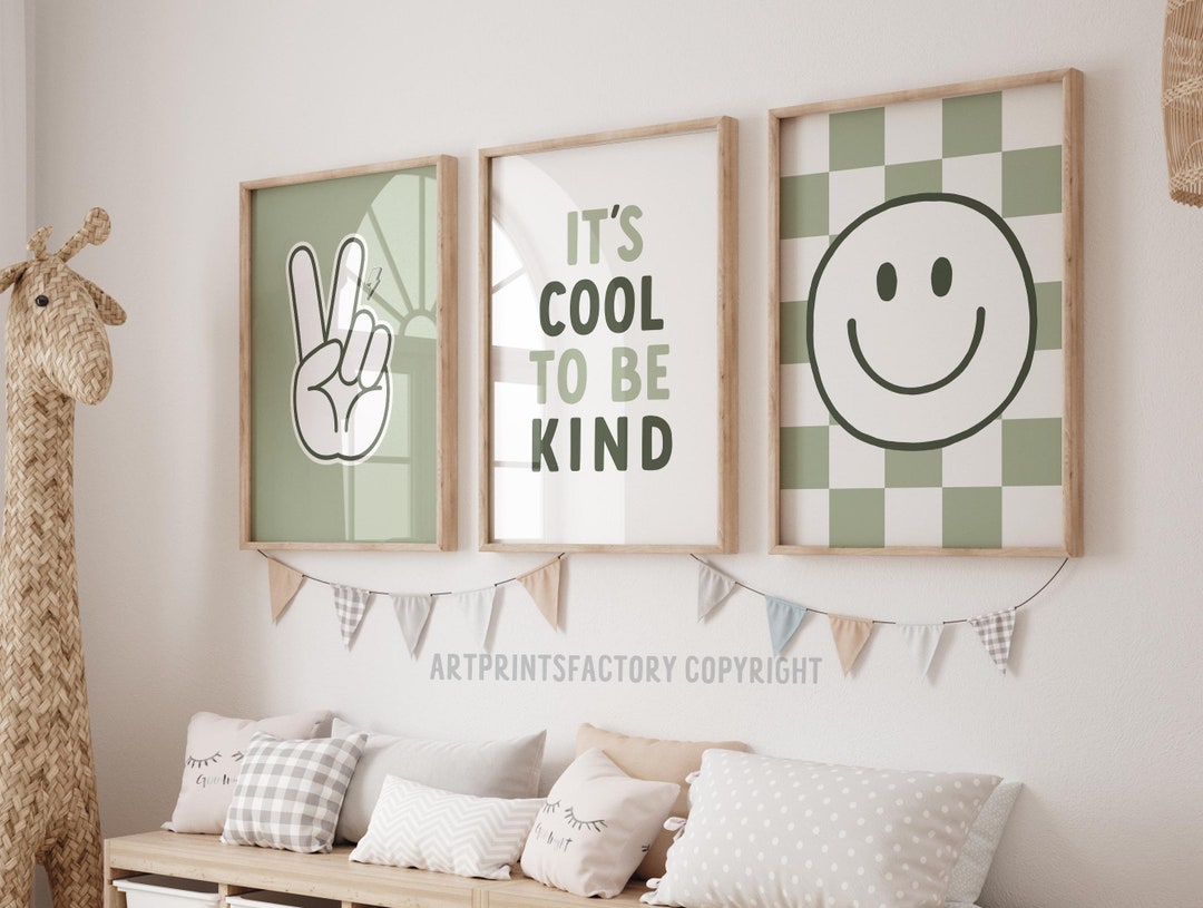 It's Cool to Be Kind Smiley Gallery Set, Downloadable Print, Kids Room ...