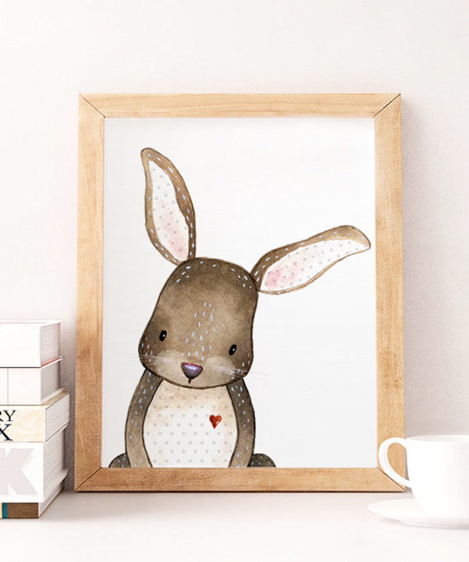 Rabbit Print CUTE Bunny Poster Watercolor Woodland Animal | Etsy