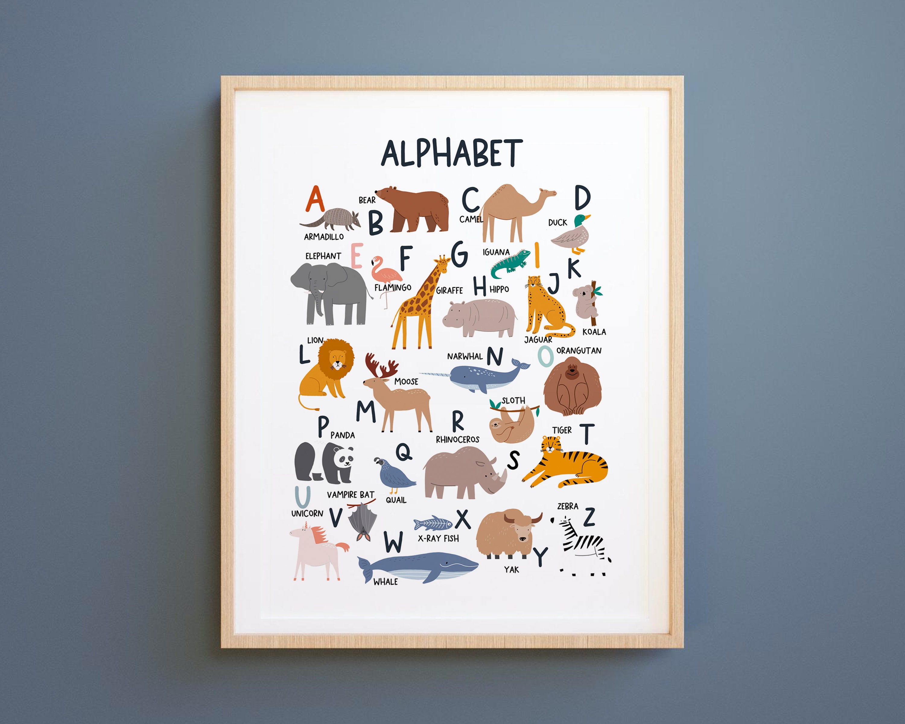 Animal Alphabet Print Nursery Print learning Wall Art Kids | Etsy