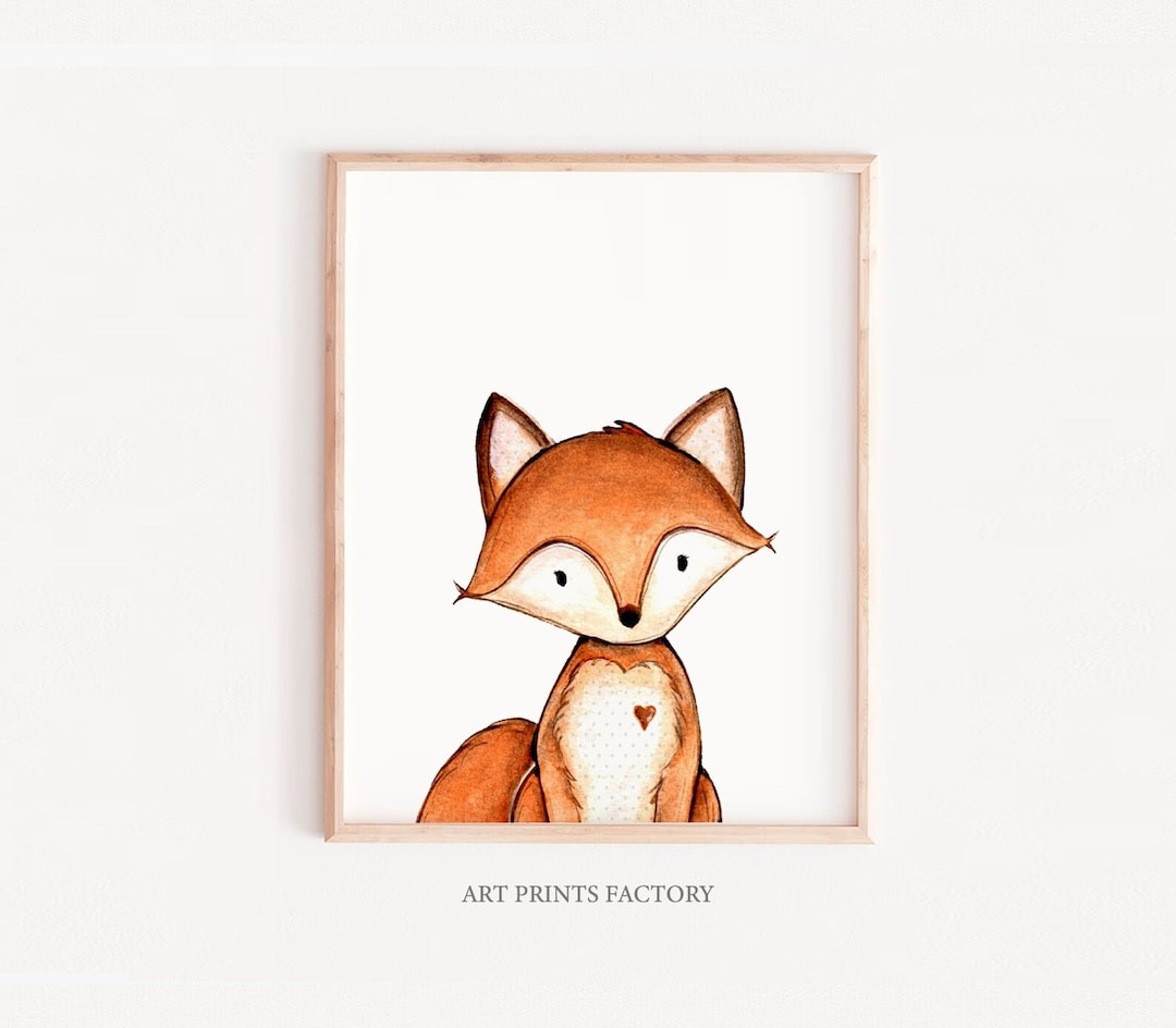 Fox Artwork, Nursery Fox Wall Art, Fox Kids Room Decor, Fox Bedroom ...