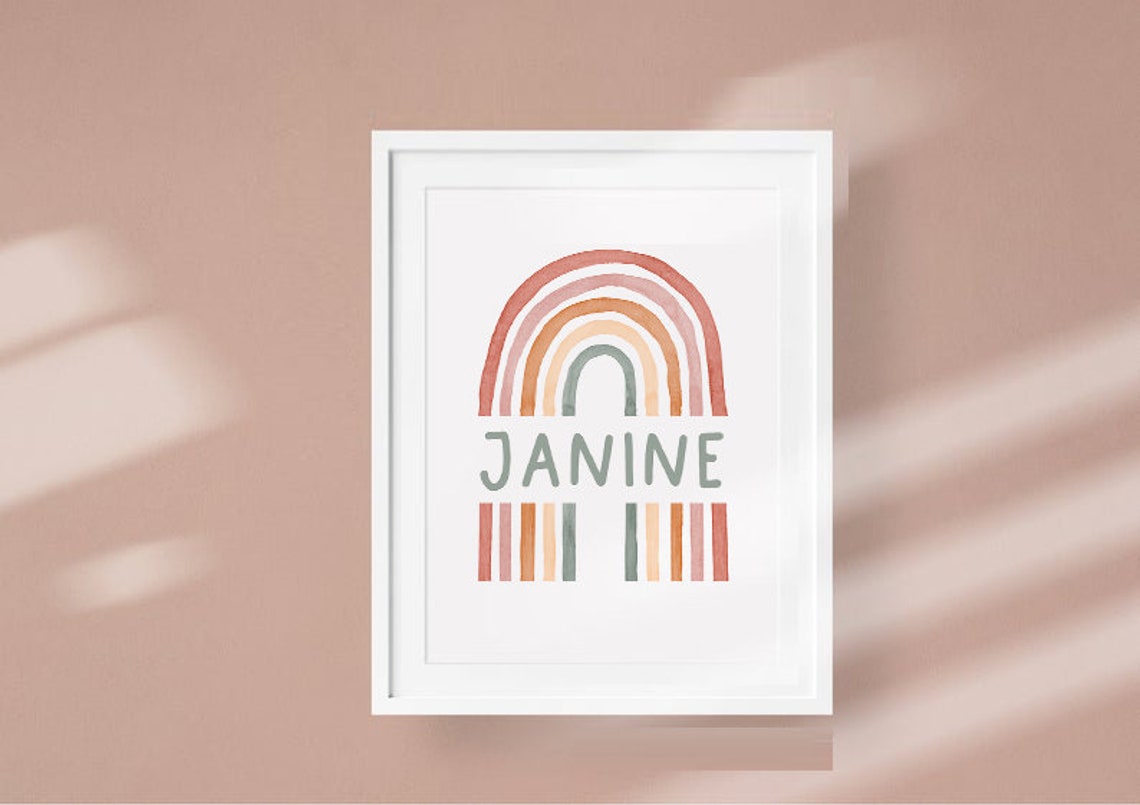 Rainbow Name Print Rainbow Print Custom Nursery Print - Etsy