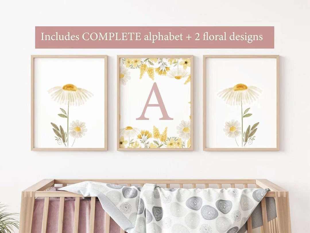Wildflower Nursery Print: Custom Letter Floral Alphabet (digital ...