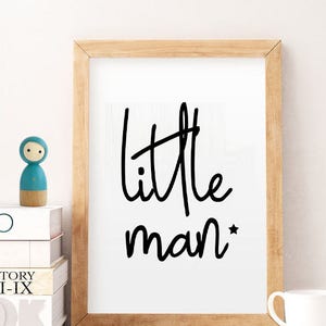 Little Man Print -SALE - Childrens Art - Nursery - Stars - Black and ...
