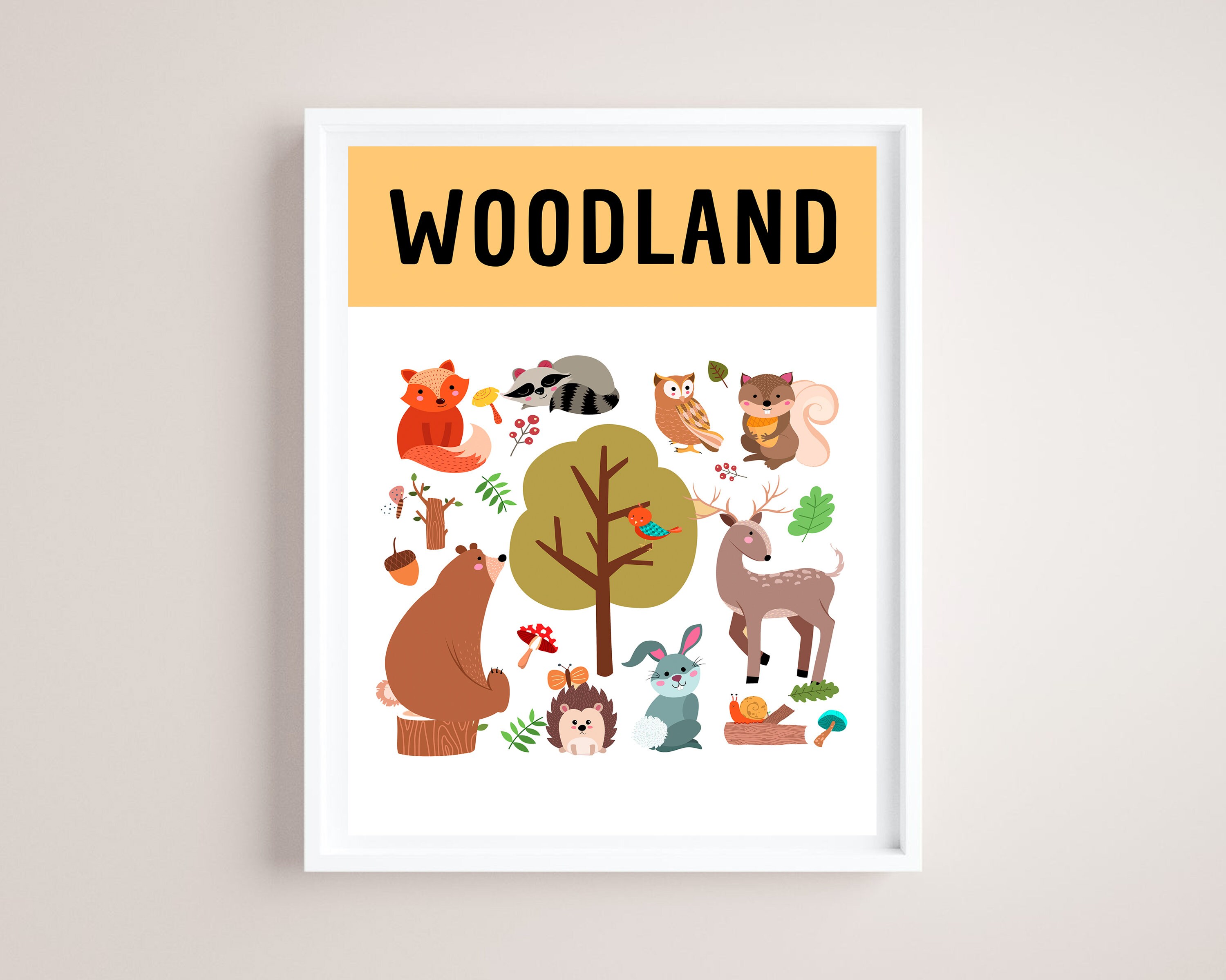 Woodland Life Print Forest Theme Poster Woodland Nursery - Etsy